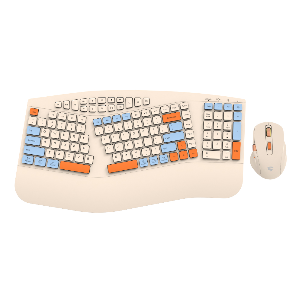 Split Keyboard Layout Wireless Ergonomic Keyboard Mouse Combo 2-in-1 ...