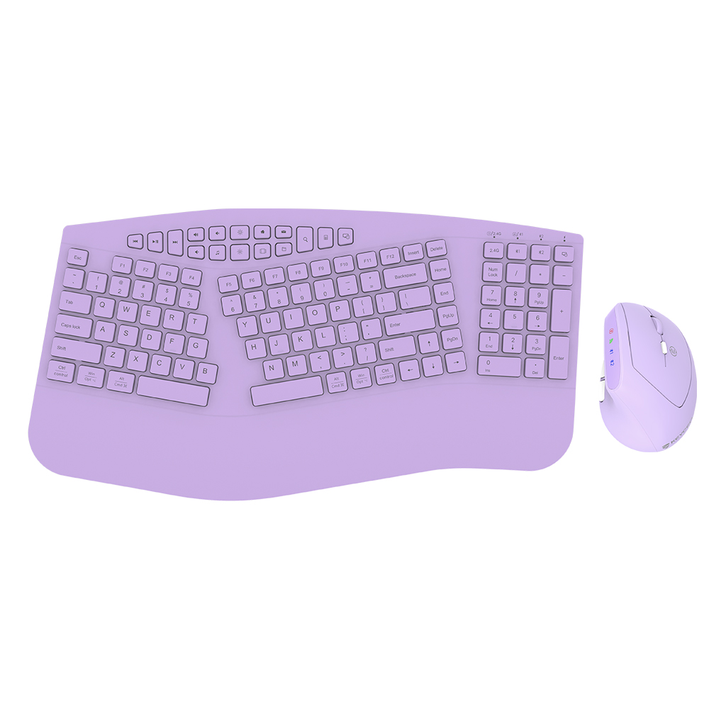 Split Keyboard Layout Design Ergonomic 2.4G 2-in-1 Wireless Keyboard ...