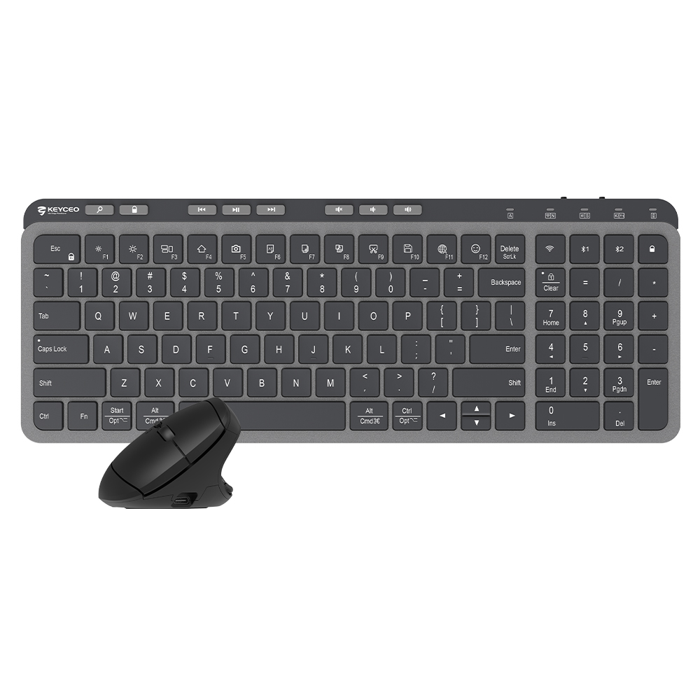 KY-6040 2.4G+Bluetooth Wilress Keyboard and Mouse Set Ergonomic ...